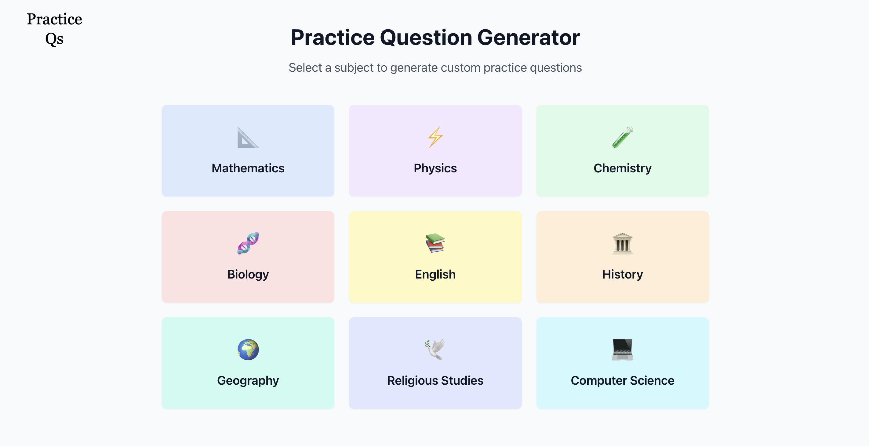 Practice Qs – Generate Practice Questions | Maths, Science & More